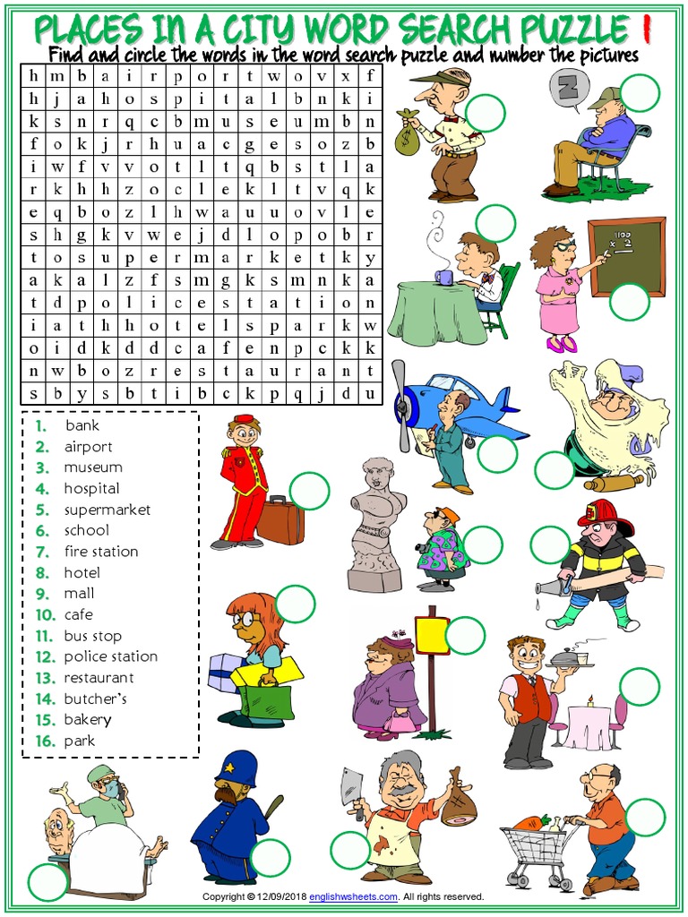 Places in A City Vocabulary Esl | PDF
