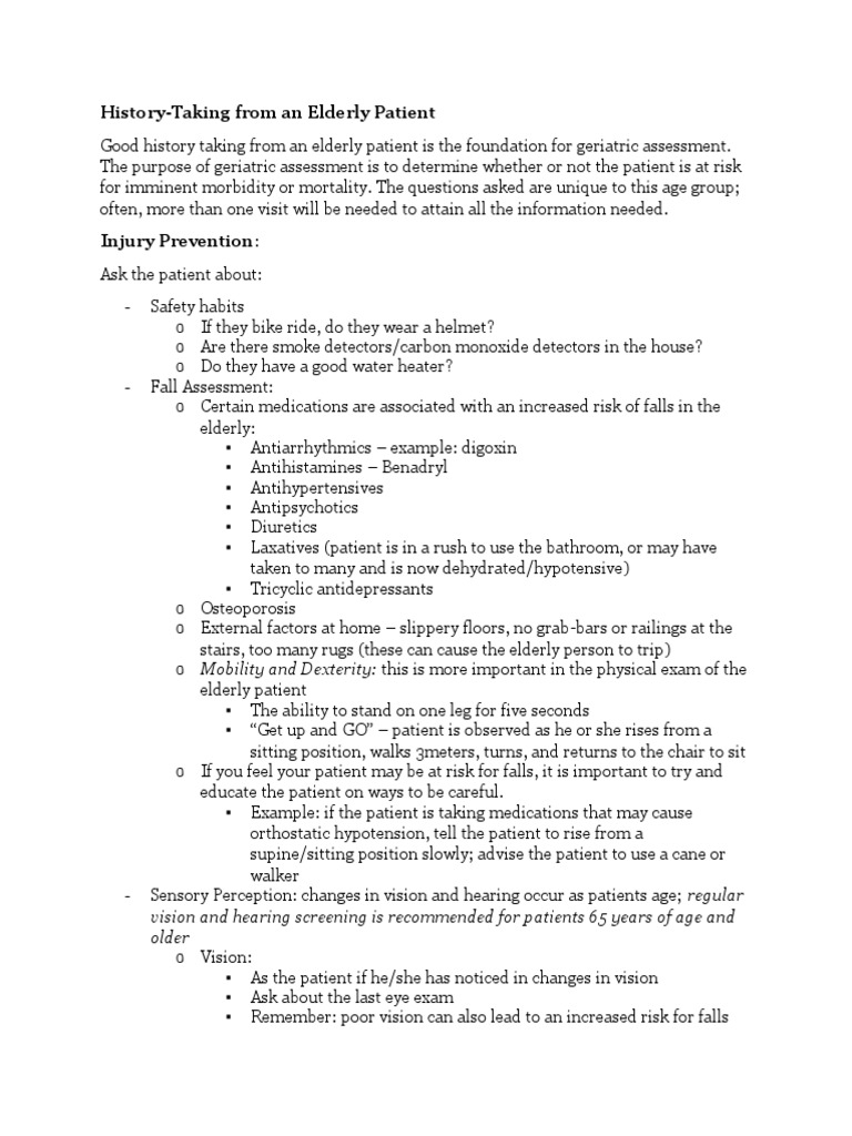 Elderly Patient History Taking | PDF | Geriatrics | Foods