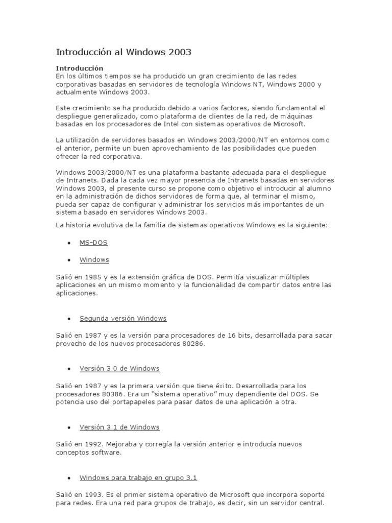 Introducción Al Windows Server 2003 | PDF | Directorio Activo | Microsoft Windows