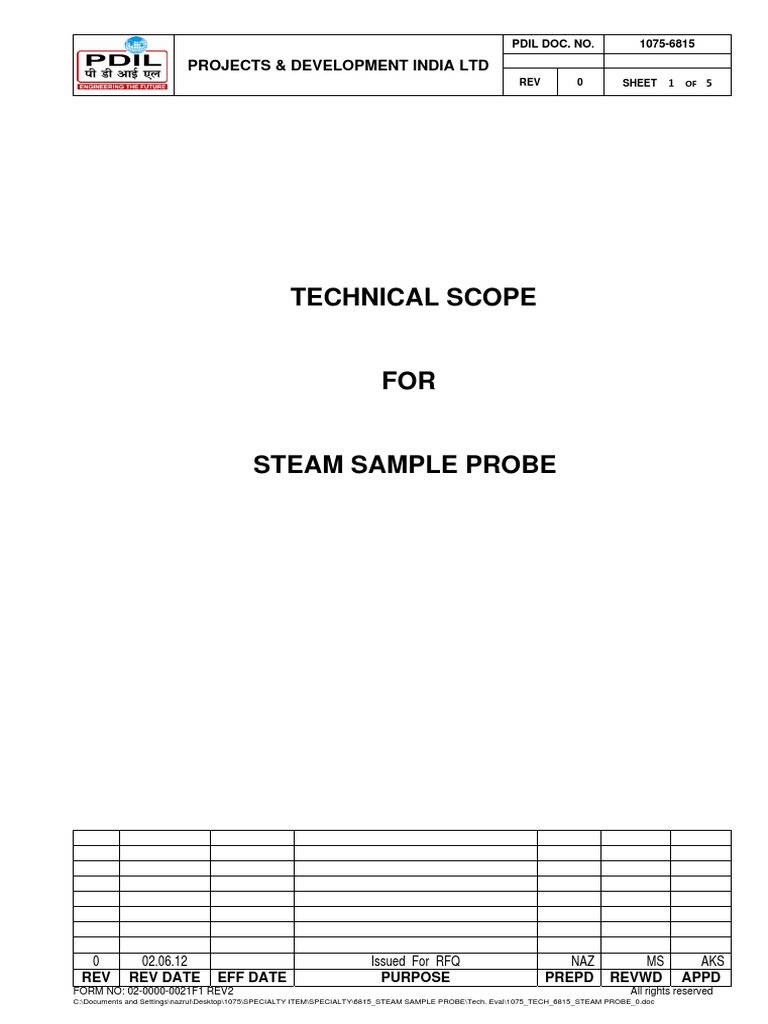 Technical Scope for Steam Sample Probe | PDF | Kbr (Company ...