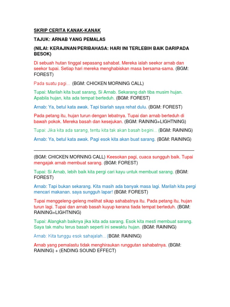 Skrip Cerita Kanak-Kanak | PDF