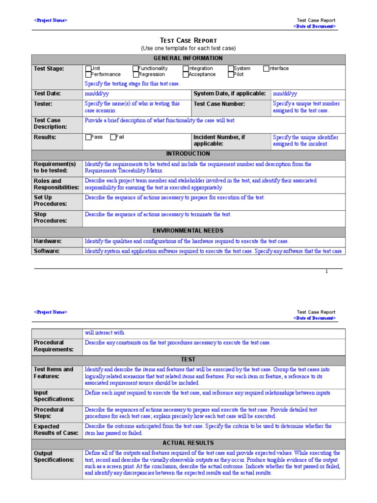 Test Case Report Template | PDF | Specification (Technical Standard ...