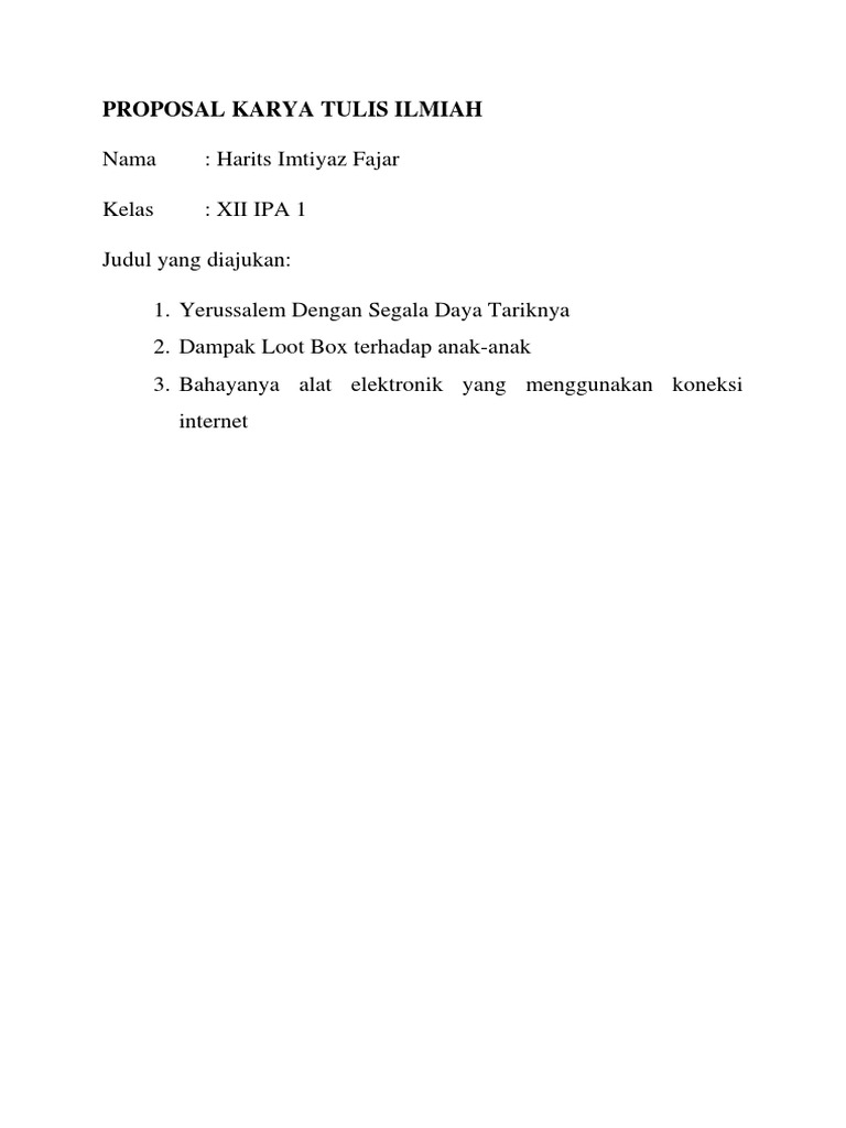 Proposal Karya Tulis Ilmiah | PDF