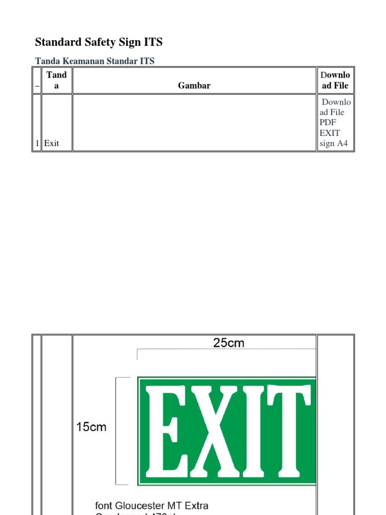 Standard Safety Sign ITS | PDF