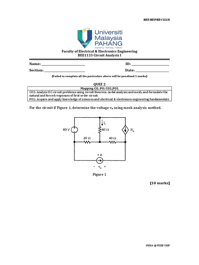 Circuit Analysis Quiz for Students | PDF