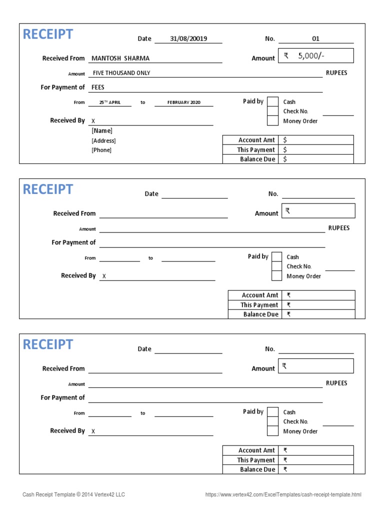 Receipt: Received From Mantosh Sharma Amount | PDF | Money Order | Payments