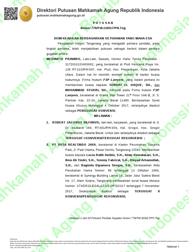 PUTUSAN PERDATA GUGATAN NOMINAL | PDF