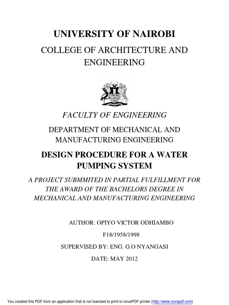 Design Procedure For A Water Pumping System | PDF | Pump | Pipe (Fluid ...