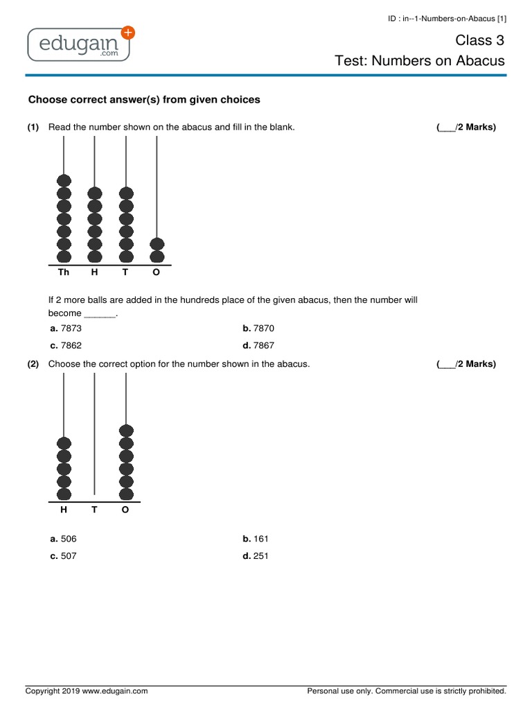 Abacus Grade 1 Book | PDF | Leisure