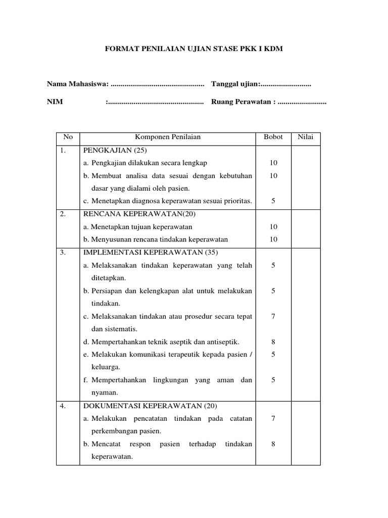 Format Penilaian Ujian Praktik | PDF