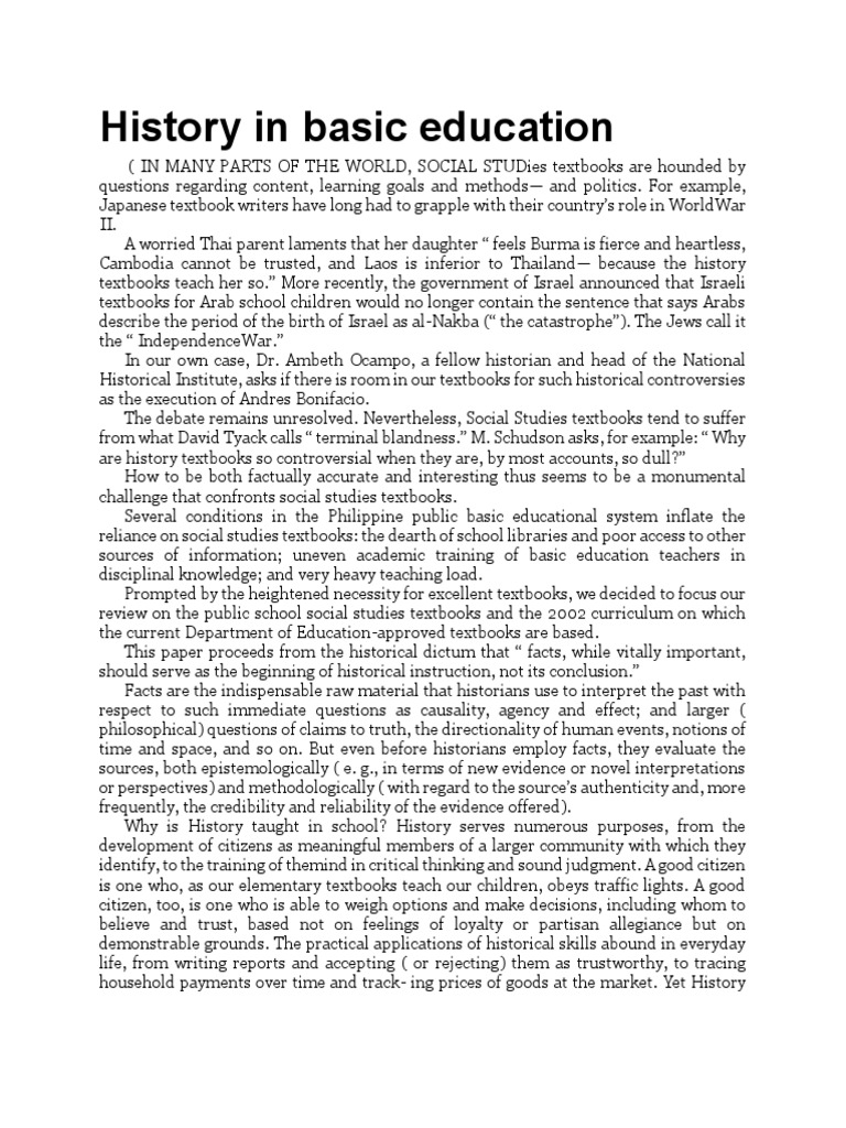 Improving History Education | PDF | Curriculum | Social Science