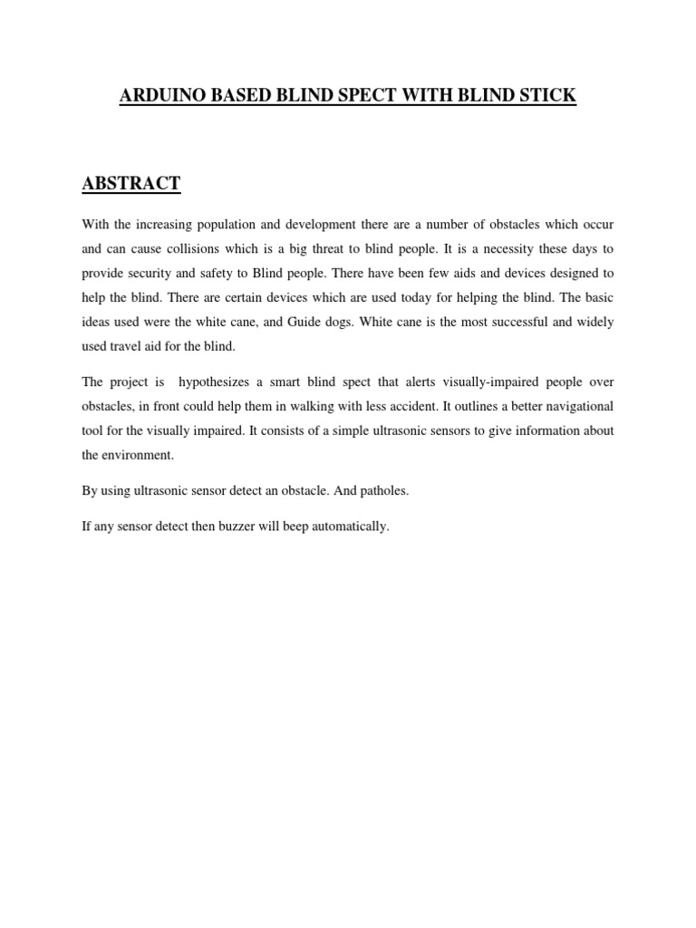 Blind Spect Detection System | PDF | Visual Impairment | Ultrasound