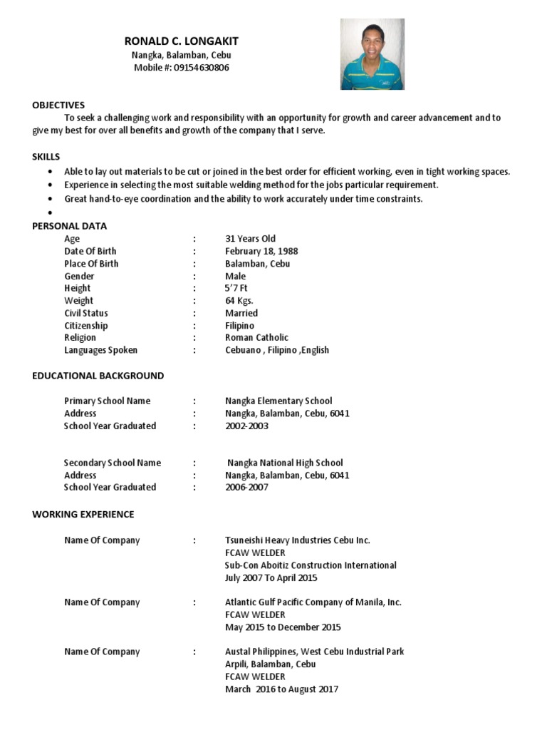 Ronald C. Longakit Resume | PDF | Cebu | Philippines