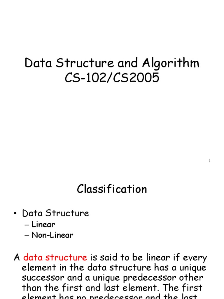 Data Structure and Algorithm CS-102/CS2005 | PDF | Array Data Structure | Information Technology ...