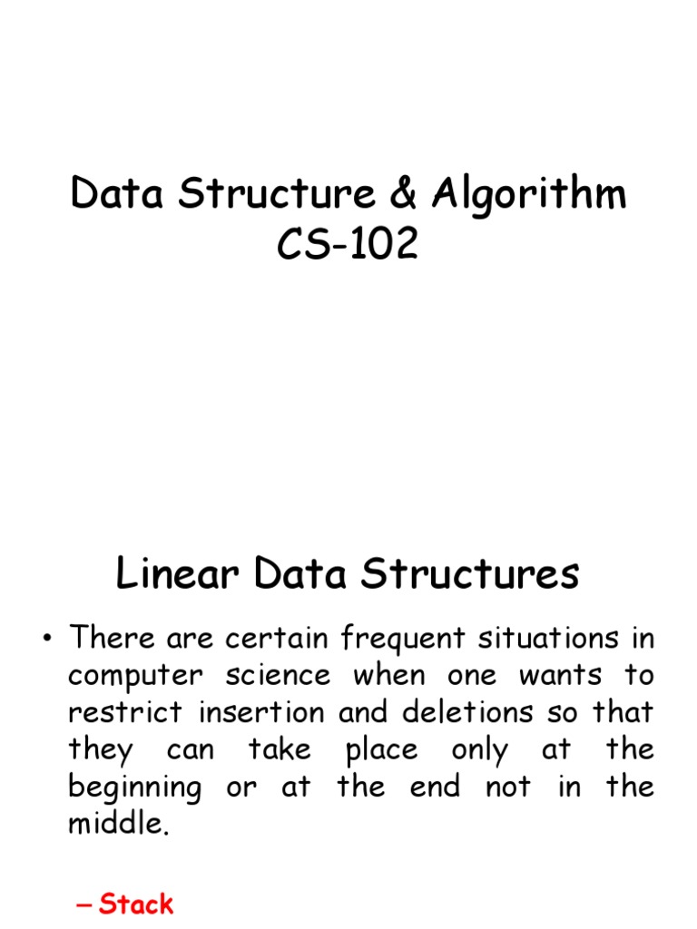 Data Structure And Algorithm Cs 102 Pdf Computer Programming Algorithms And Data Structures