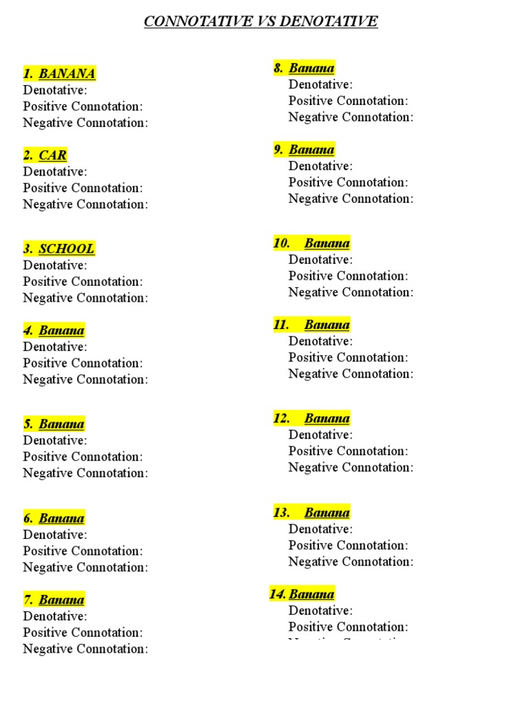Connotative Vs Denotative | PDF | Odor | Connotation