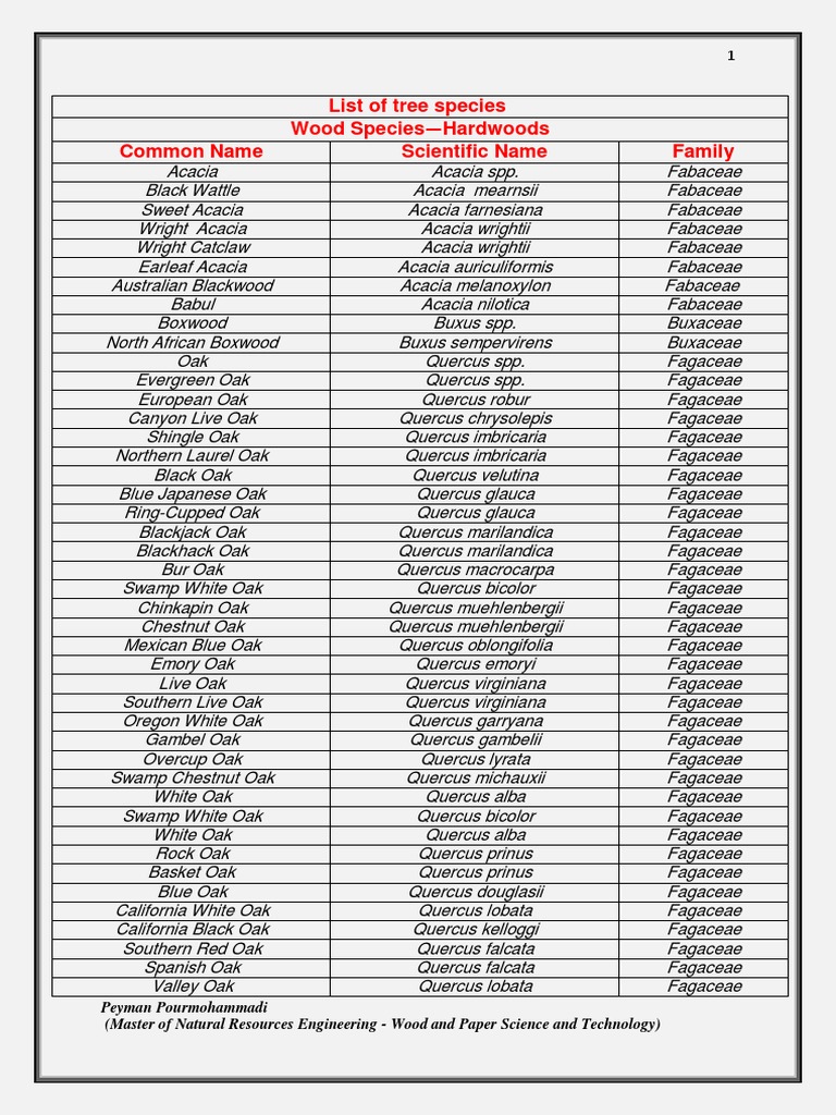 List of Tree Species | PDF | Oak | Maple