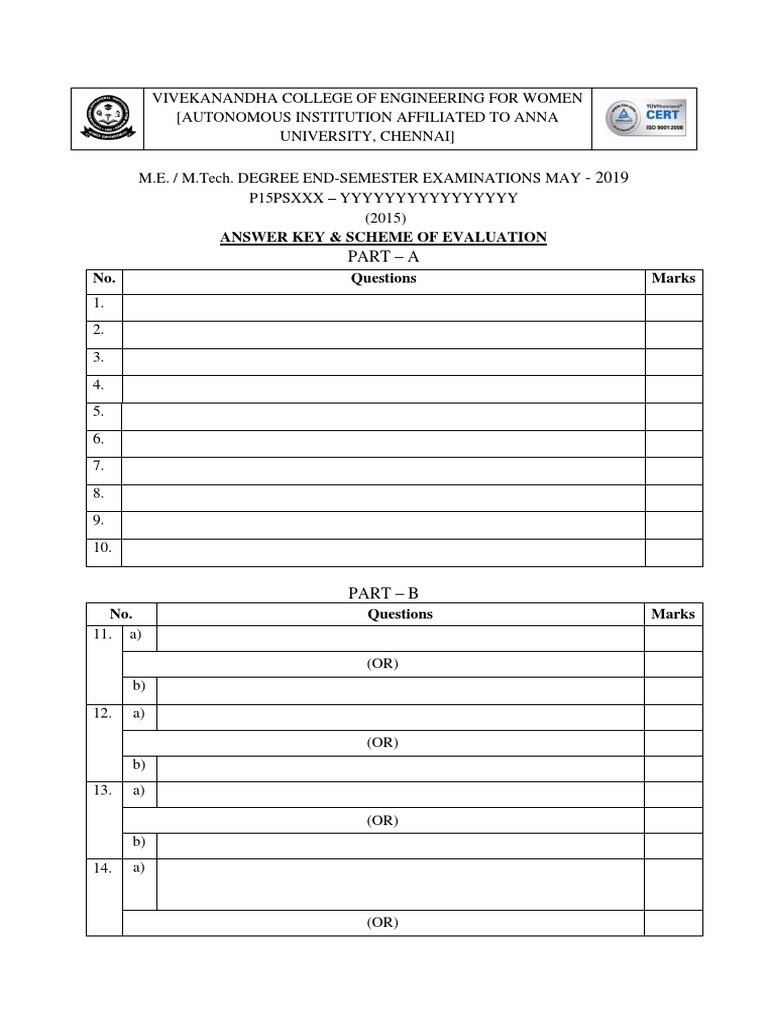 Answer Key Format | PDF