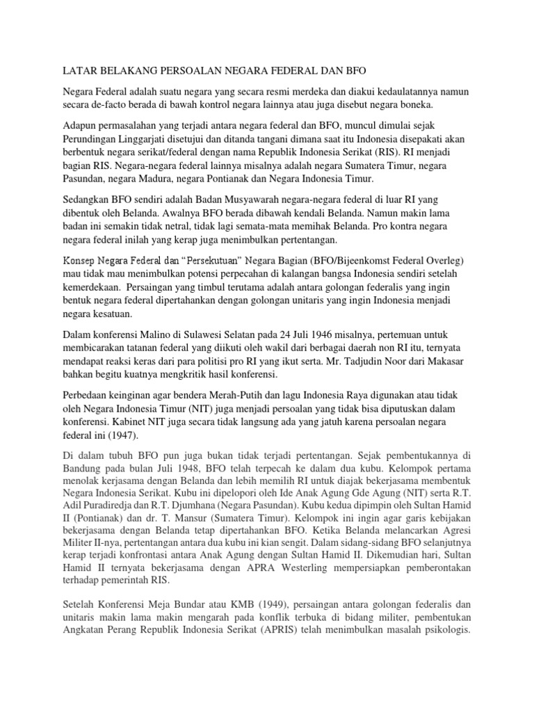 Persoalan Negara Federal Dan BFO | PDF