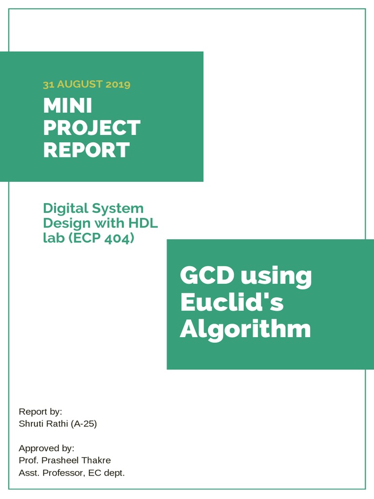 Mini Project: GCD Using Euclid's Algorithm | PDF | Areas Of Computer Science | Applied Mathematics