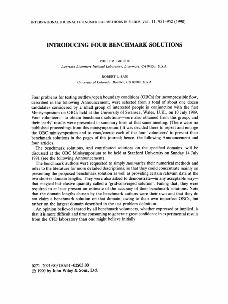 Introducing Four Benchmark Solutions: (Obcs) | PDF | Computational Fluid Dynamics | Scientific ...