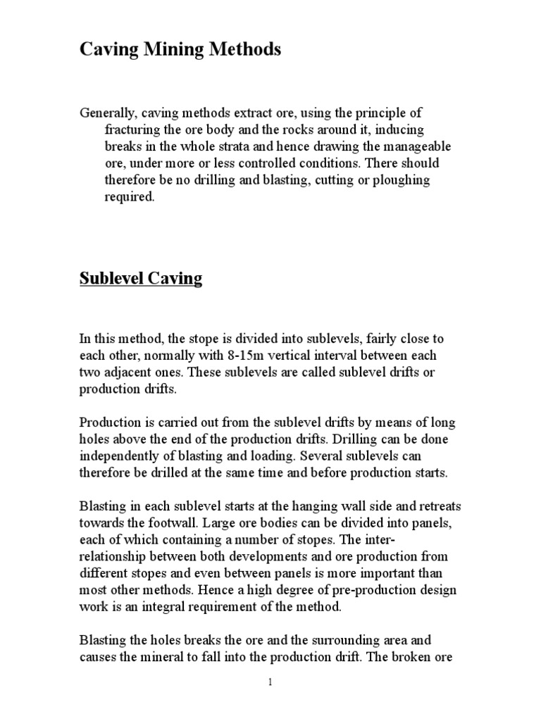 Sublevel Caving | PDF | Mining | Nature