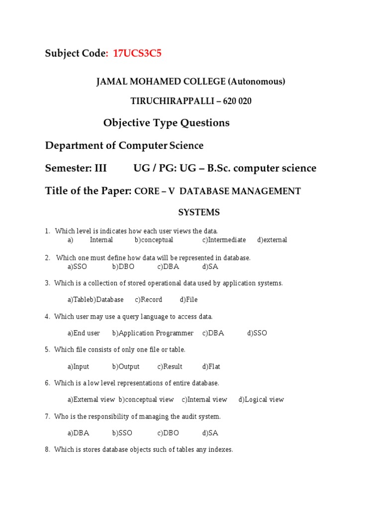 17ucs3c5 Dbms Ma | PDF | Relational Database | Pl/Sql