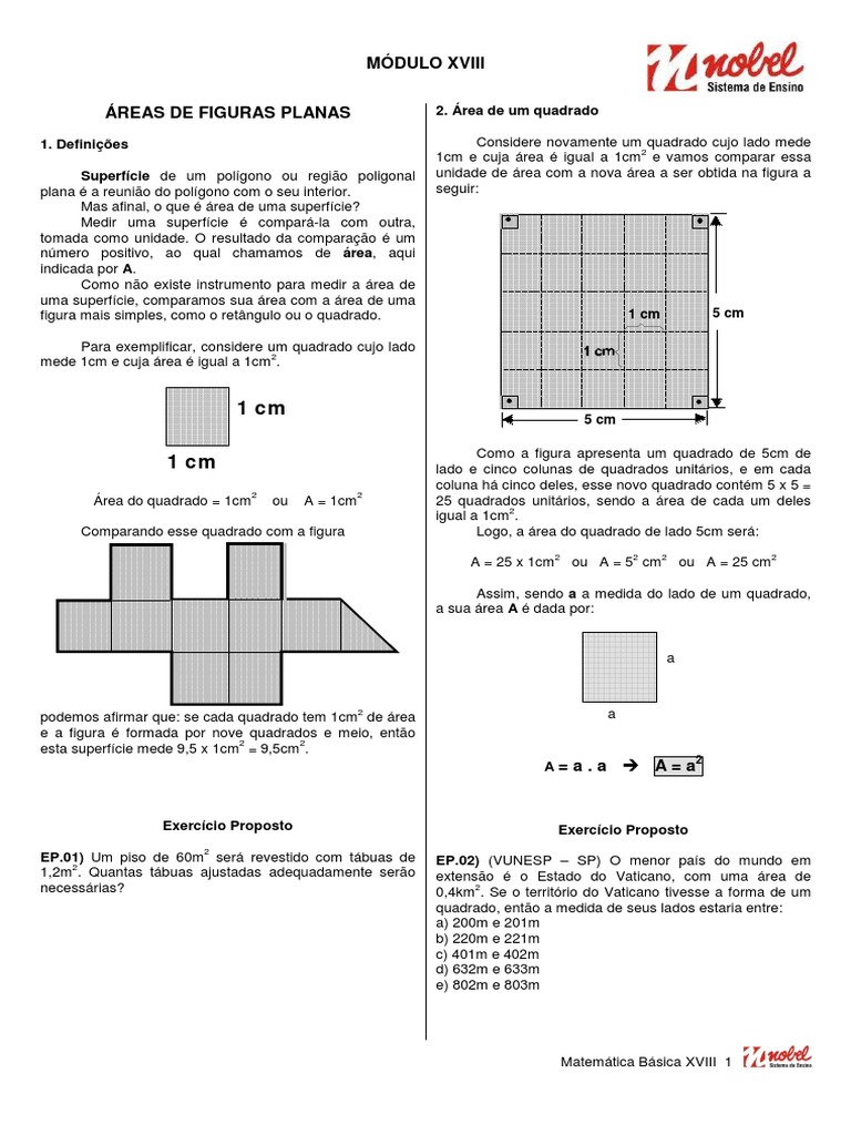 MatBas18 - Areas de Figuras Planas | PDF | Área | Círculo