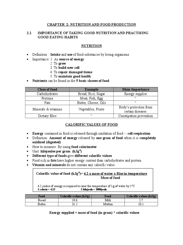 Nutrition and Food Production Essentials | PDF | Nutrients | Calorie
