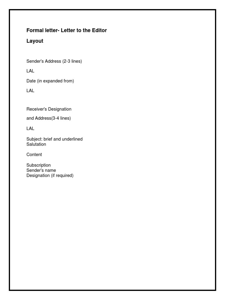 Formal Letter to the Editor Guide | PDF | Letter To The Editor | News