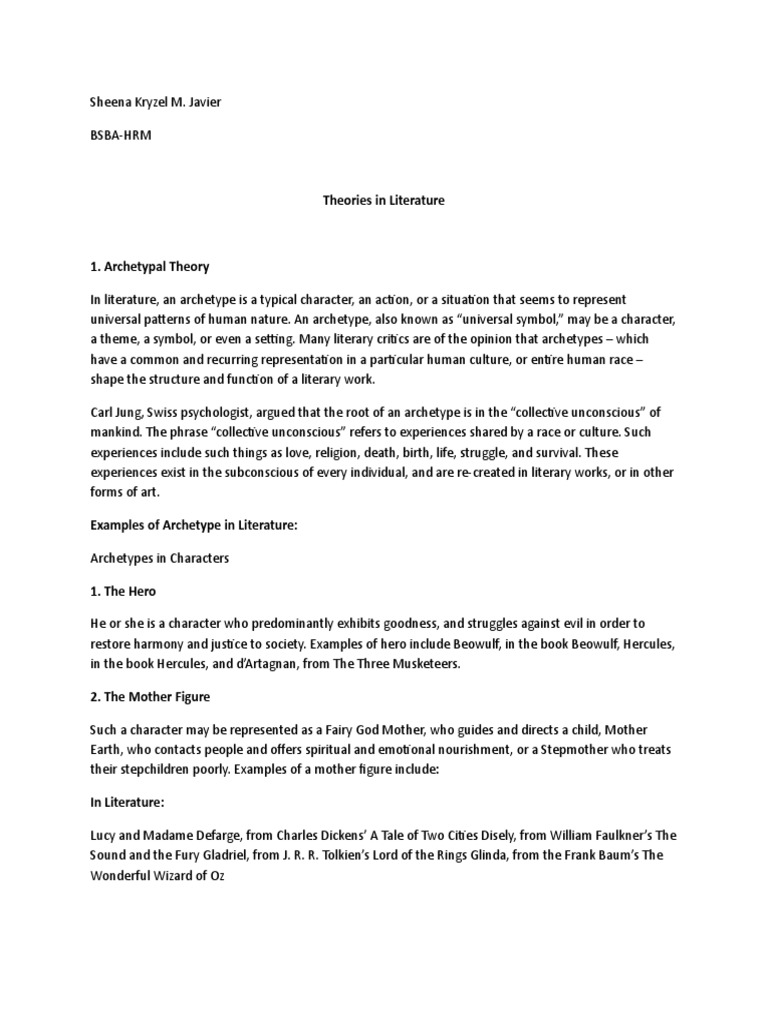 Theories of Literature | PDF | Archetype | Psychoanalysis
