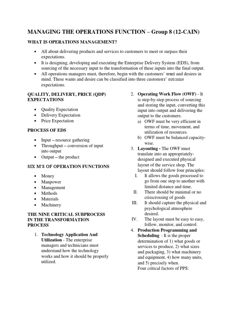 Handouts | PDF | Operations Management | Production And Manufacturing