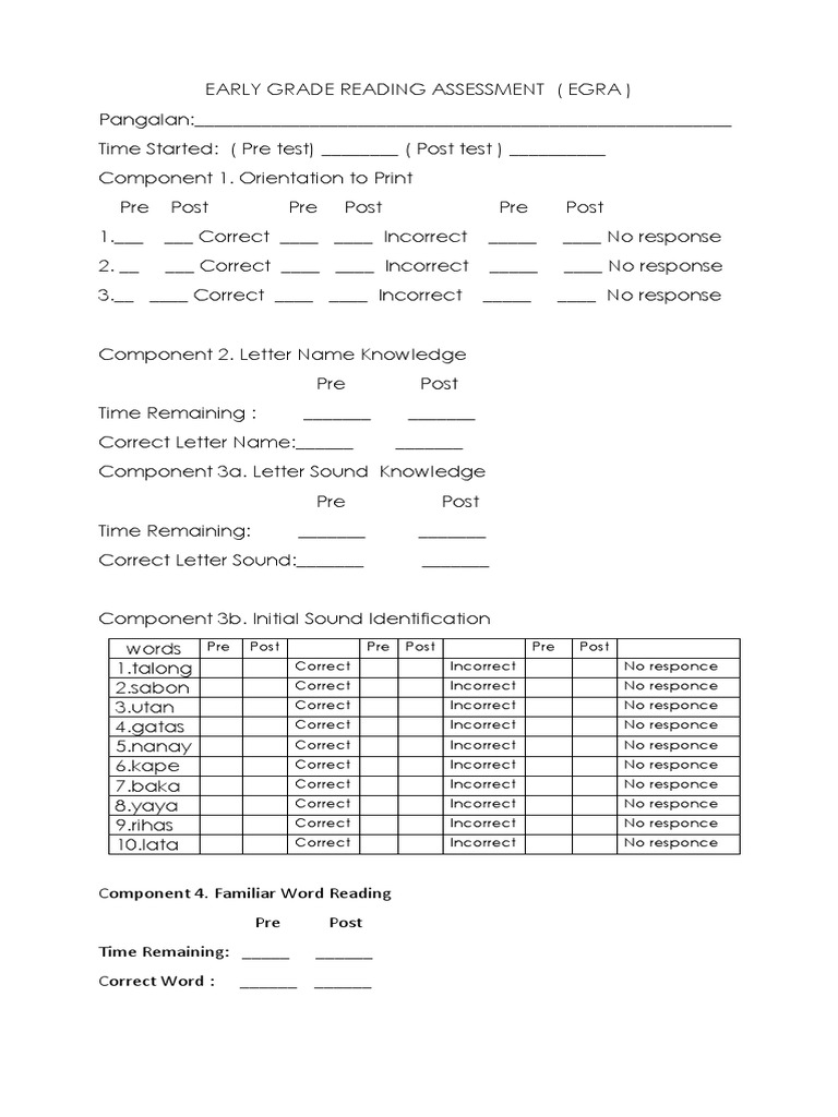 Early Grade Reading Assessment | PDF | Reading (Process) | Pedagogy