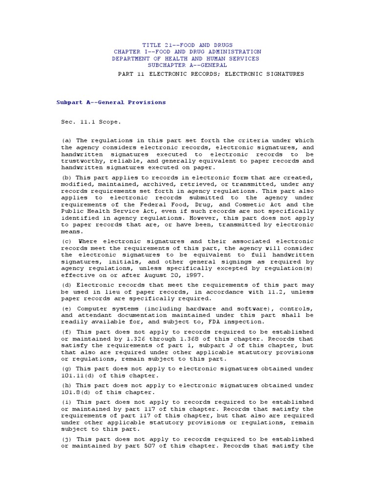 CFR 21 Part 11 | PDF | Authentication | Records Management