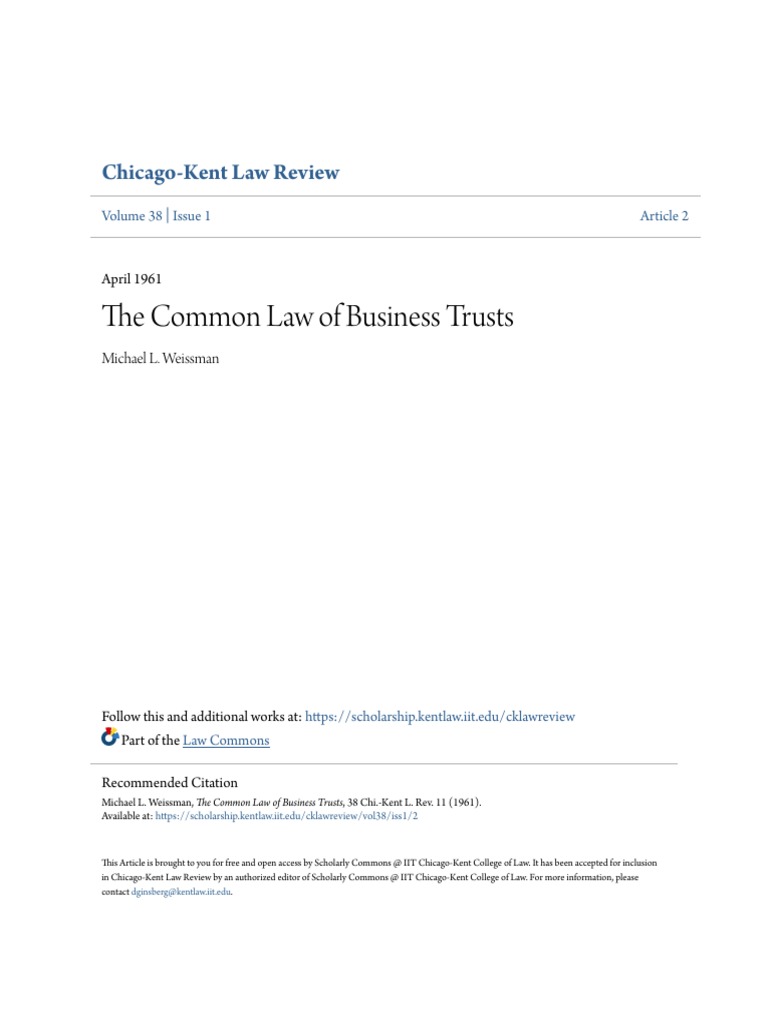 Common Law Business Trusts Explained | PDF | Trust Law | Trustee