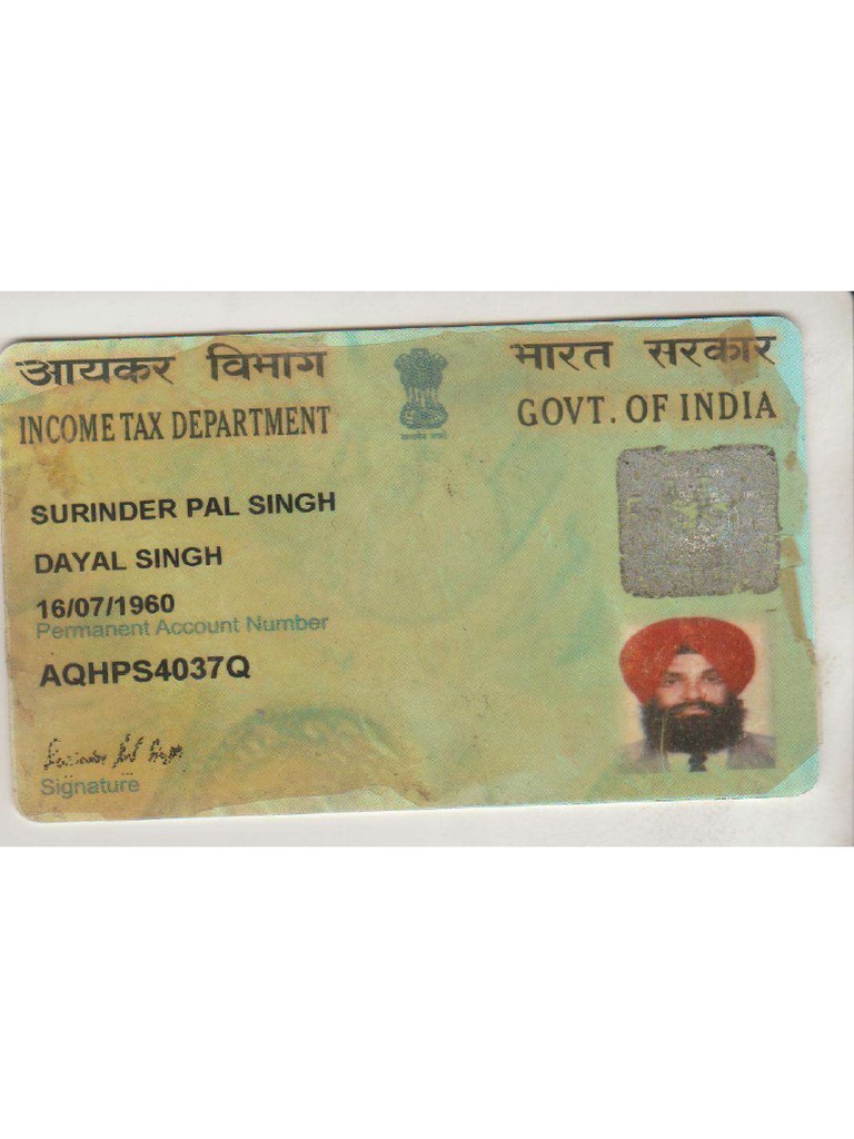 Surinder Pal Singh Pan Card | PDF