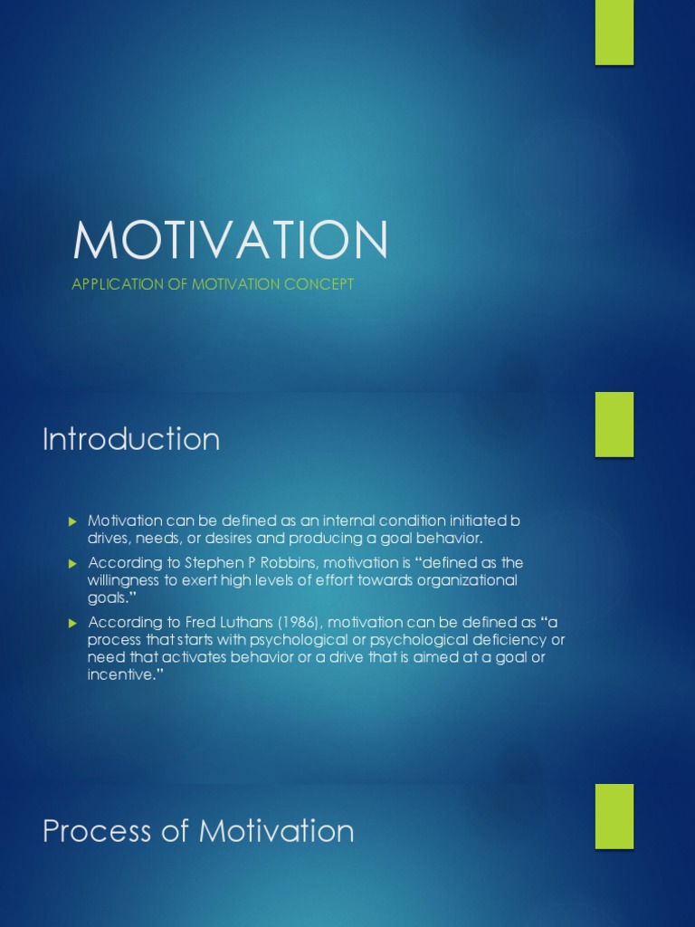 Motivation: Application of Motivation Concept | Download Free PDF ...