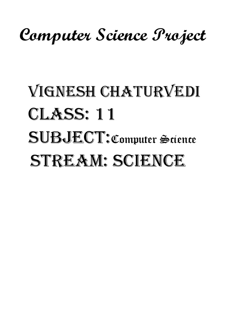 Class 11 Computer Project | PDF | Applied Mathematics | Theoretical ...