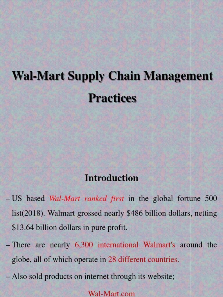 Wal-Mart Supply Chain Management Practices | PDF | Walmart | Business ...