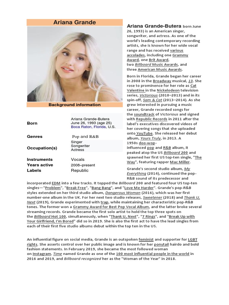 Ariana Grande | PDF | Music Industry | African American Music