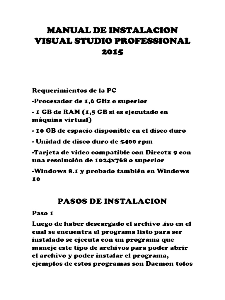 Manual Instalacion Visual Studio 2015 | PDF | Programa de computadora ...