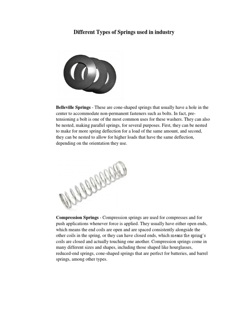 Different Types of Springs Used in Industry | Download Free PDF ...
