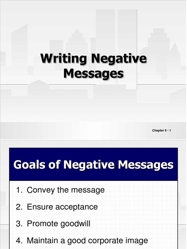 Writing Negative Messages: Chapter 9 - 1 | PDF | Crisis Management ...
