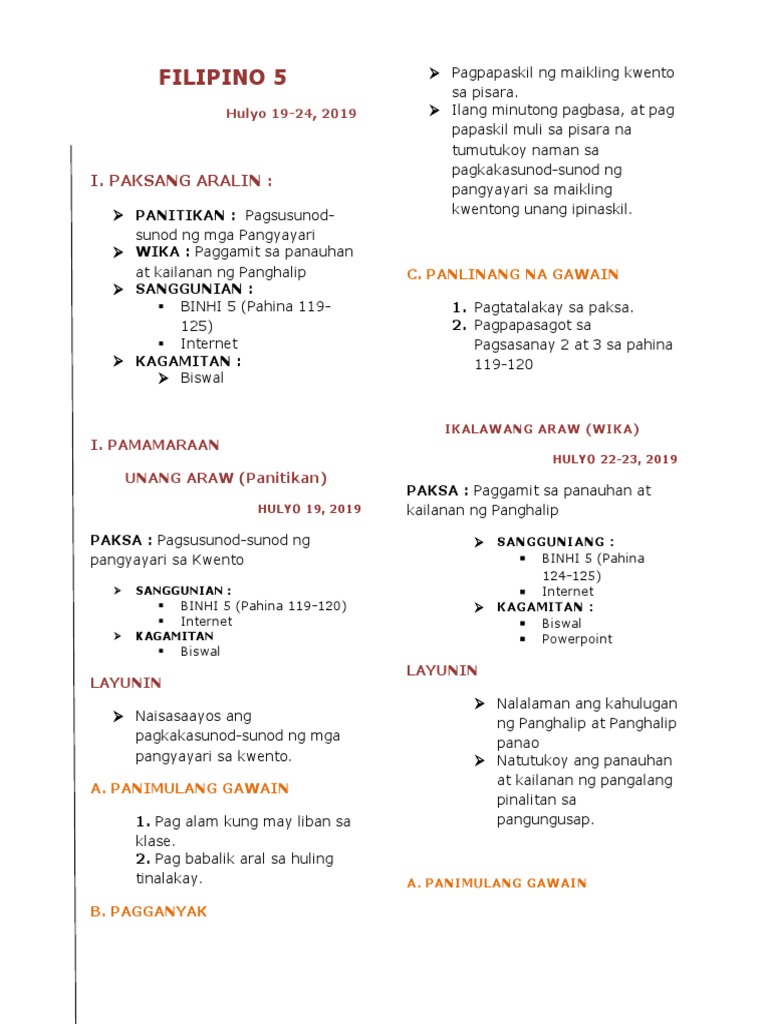 FILIPINO 5 (Final Lesson Plan) | PDF