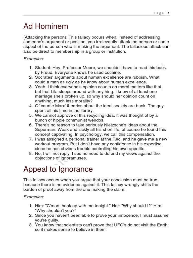 Informal Fallacies | Reason | Argument