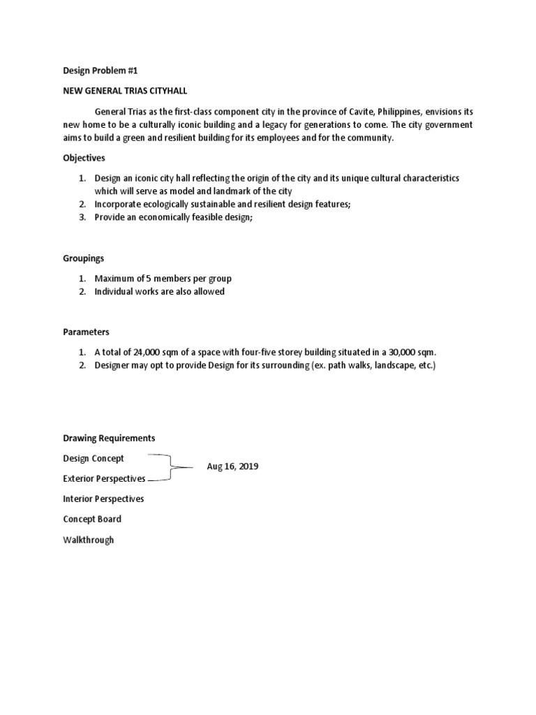 Gen Tri City Hall Design Problem | PDF