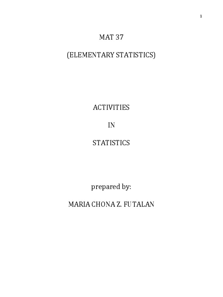 A Collection of Activities for Teaching Elementary Statistics | PDF ...