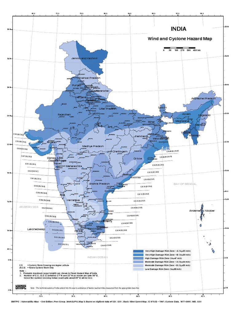 India Wind Map As Per Is | PDF | Windstorms | Vortices