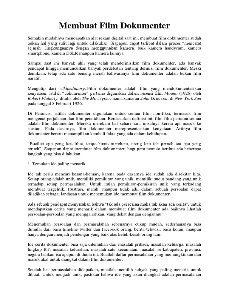 Membuat Film Dokumenter | PDF