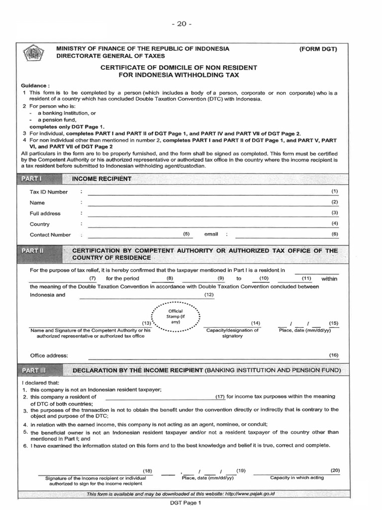 Form DGT_Dirjen Pajak.pdf | Taxpayer | Double Taxation